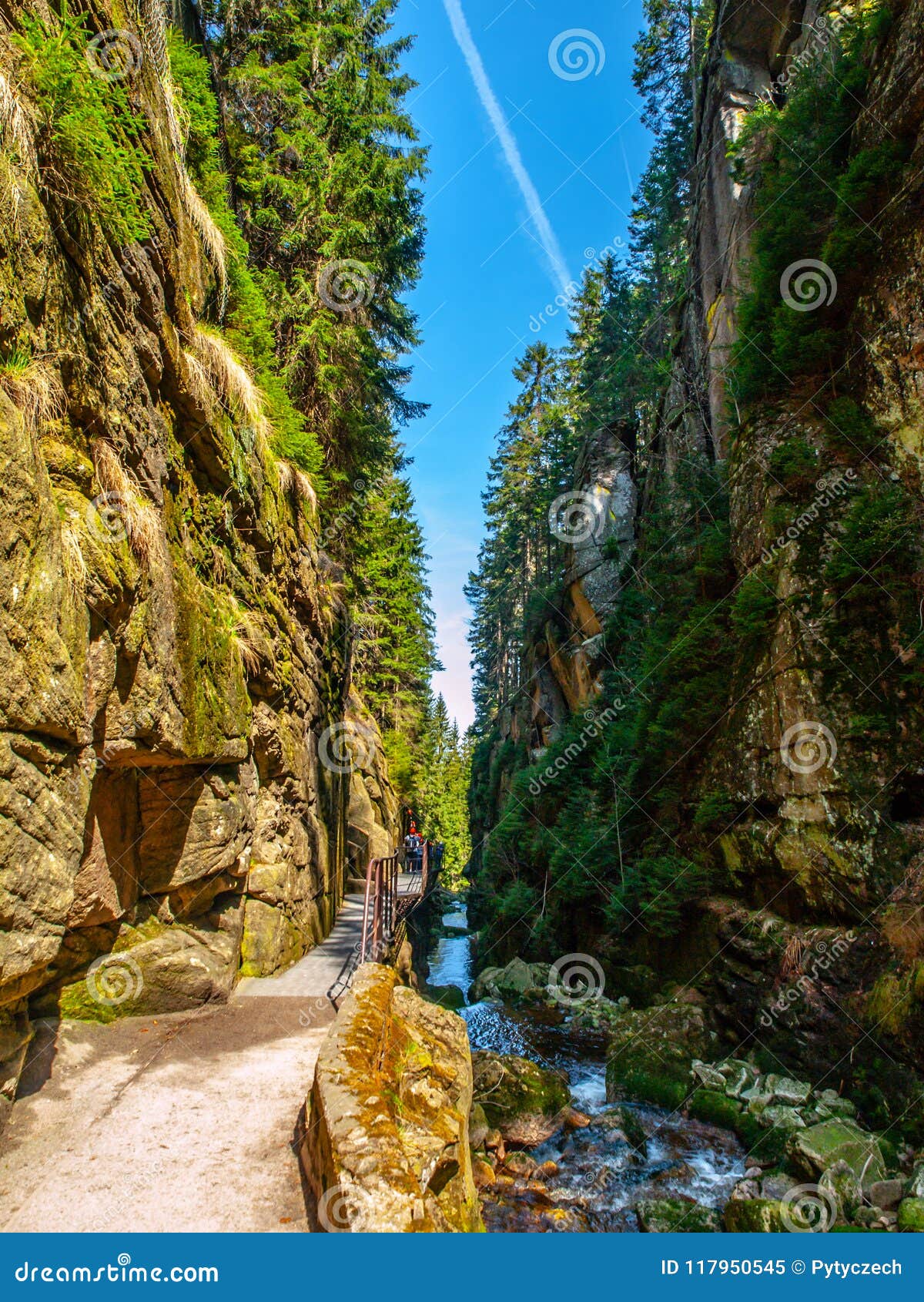 Narrow Gorge Under Kamienczyk Waterfall in Giant Mountains, Poland ...