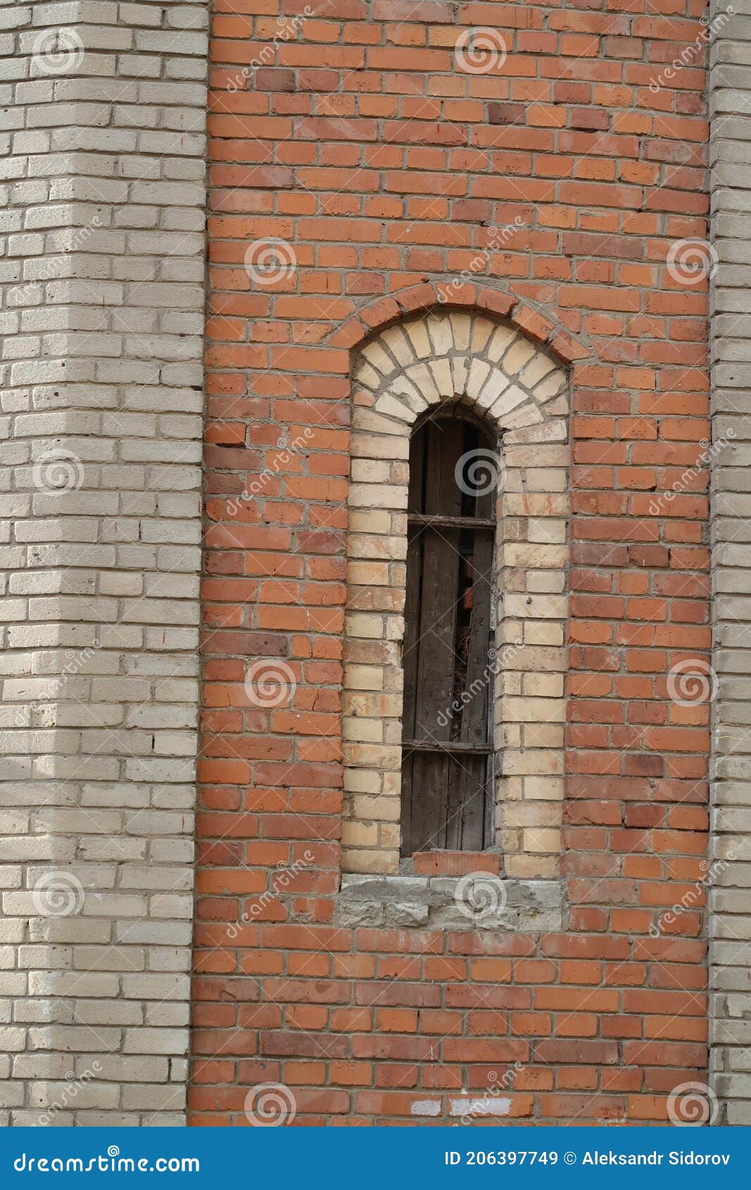 Narrow High Arched Window in a Brick Wall, Background Stock Image ...