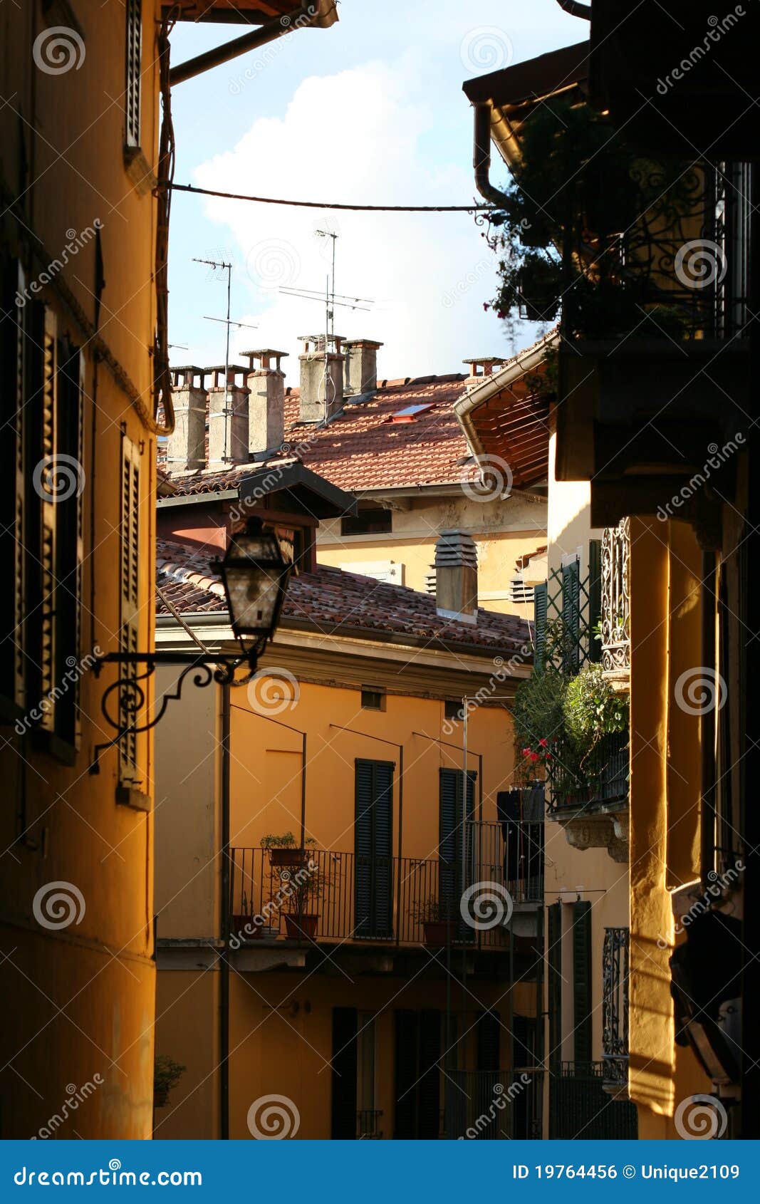 Narrow Lane in Italy stock photo. Image of jalousie, european - 19764456
