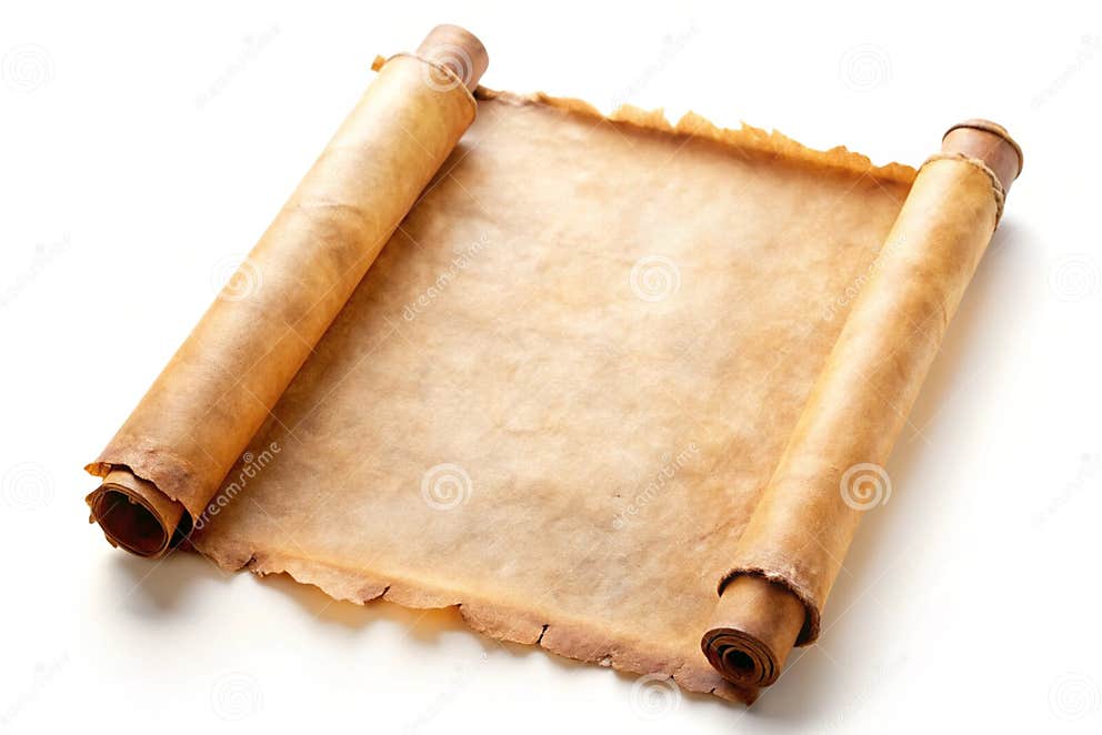 Narrow Old Paper Scroll Isolated on White Stock Illustration ...