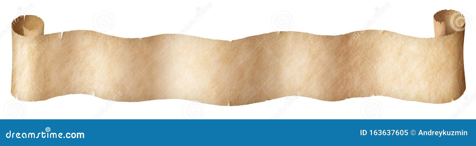 Narrow Old Paper Scroll Isolated on White Stock Illustration ...