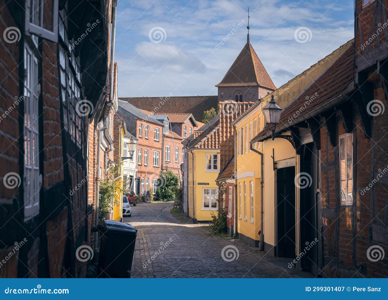 Narrow Old Street in Ribe, Denmark Stock Image - Image of historical ...