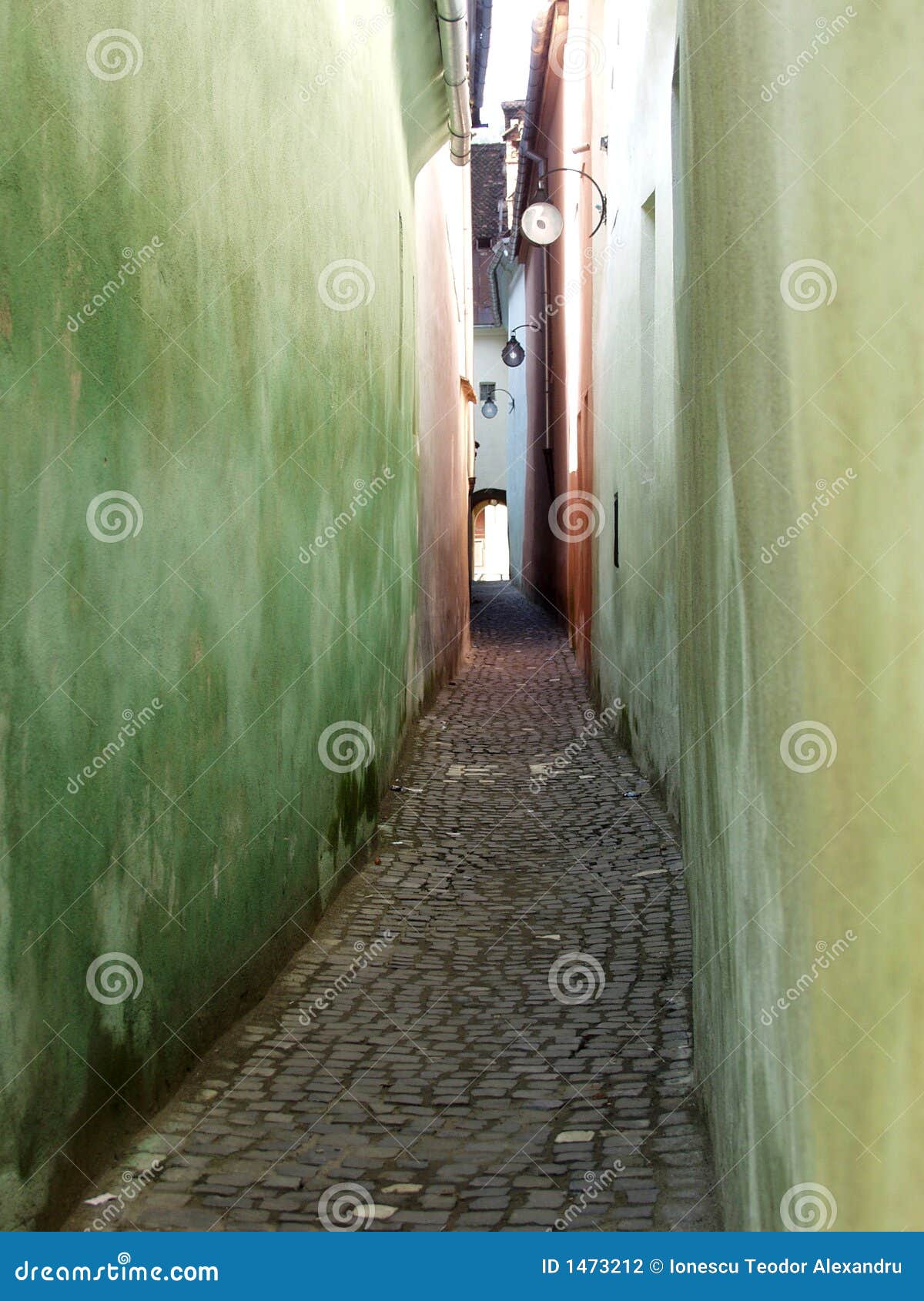 Narrow passage stock photo. Image of pavement, green, melancholy - 1473212