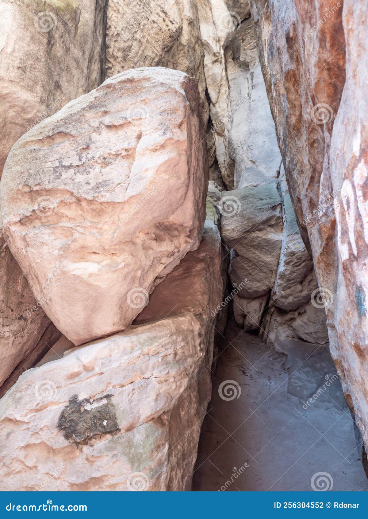 Narrow Passage between Big Rocks in Stone Labyrinth Ostas Rocks Stock ...