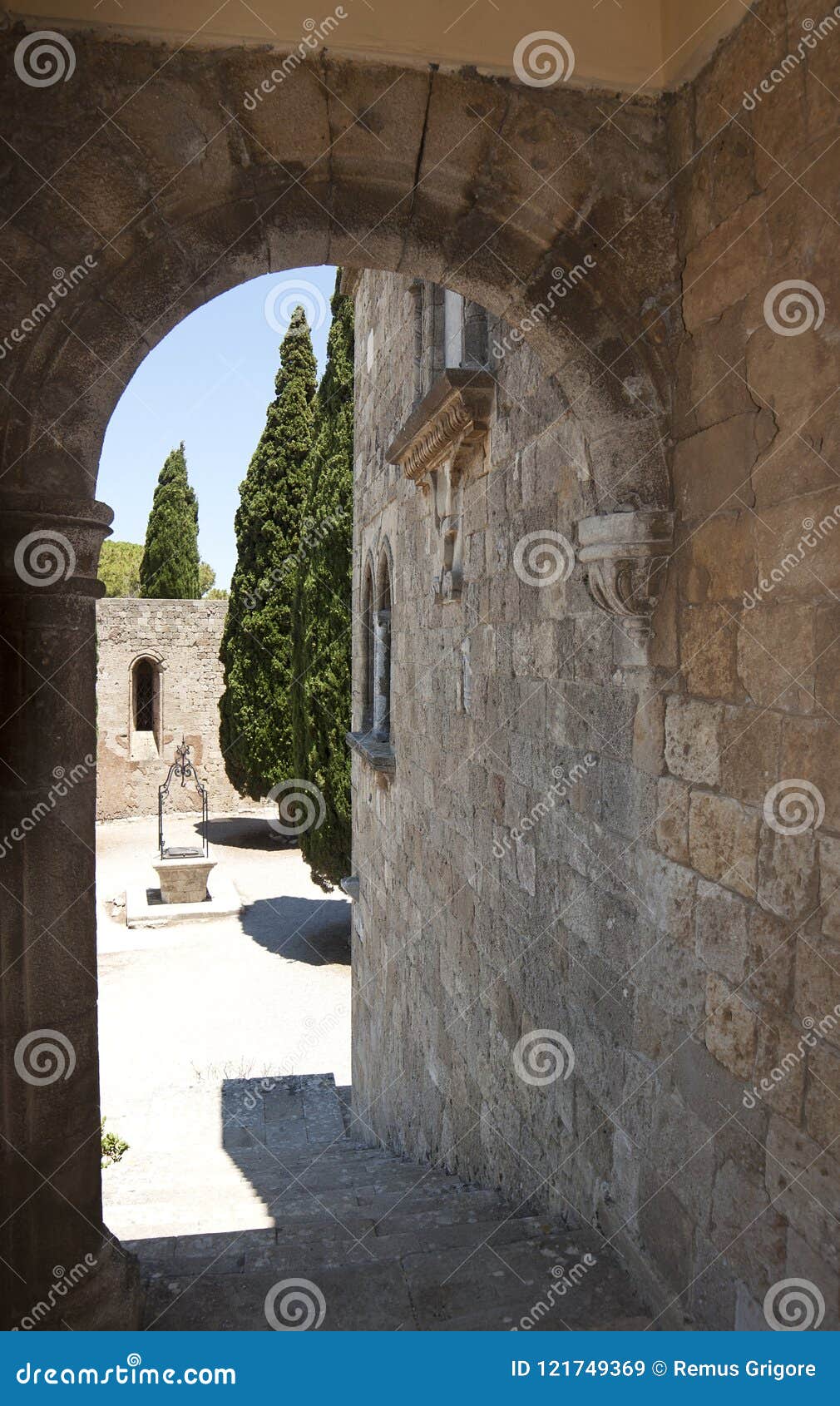 Narrow passage stock image. Image of greece, stone, column - 121749369