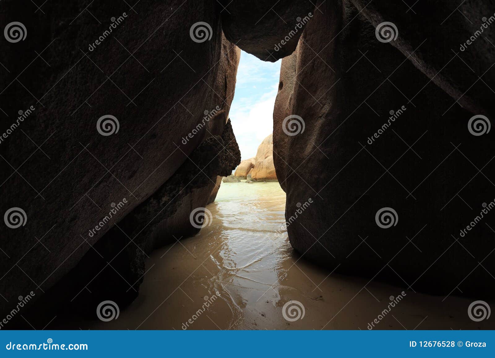 Narrow Passage In Rocks. Action. Dangerous Narrow Gorge Between Two ...