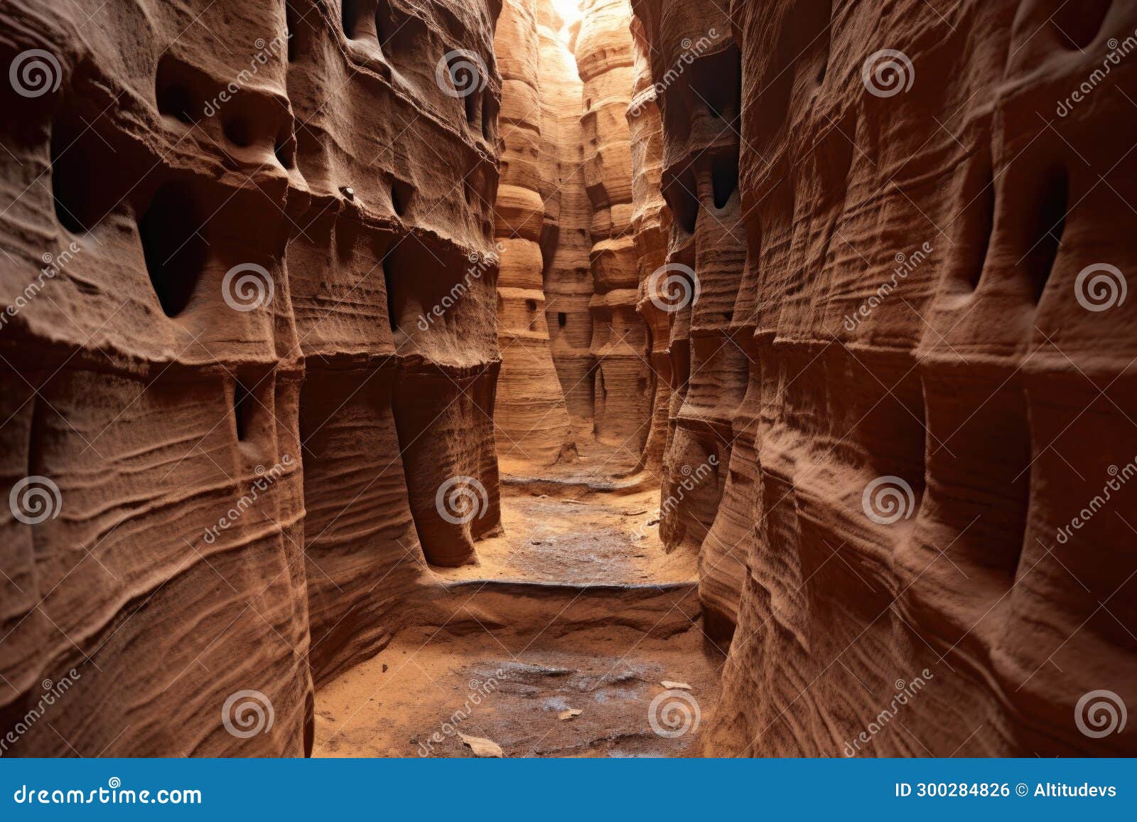 A Narrow Passageway in a Sandstone Underground Labyrinth Stock Photo ...