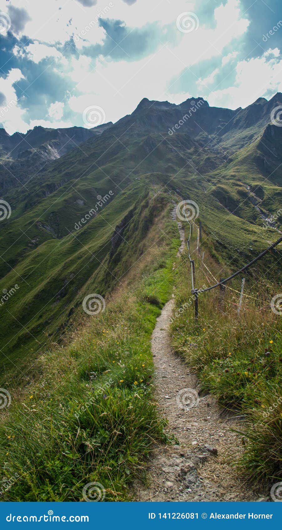 Narrow Path Alongside Hilltop Step Cliff Stock Image - Image of glacier ...