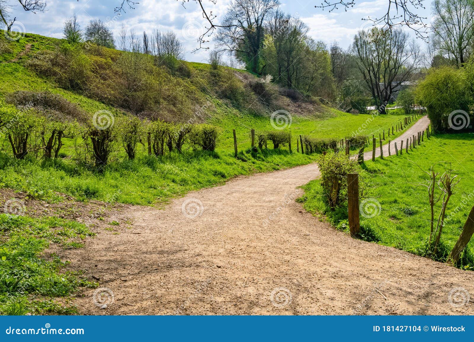Narrow Path in the Countryside Surrounded by Green Valley Stock Photo ...
