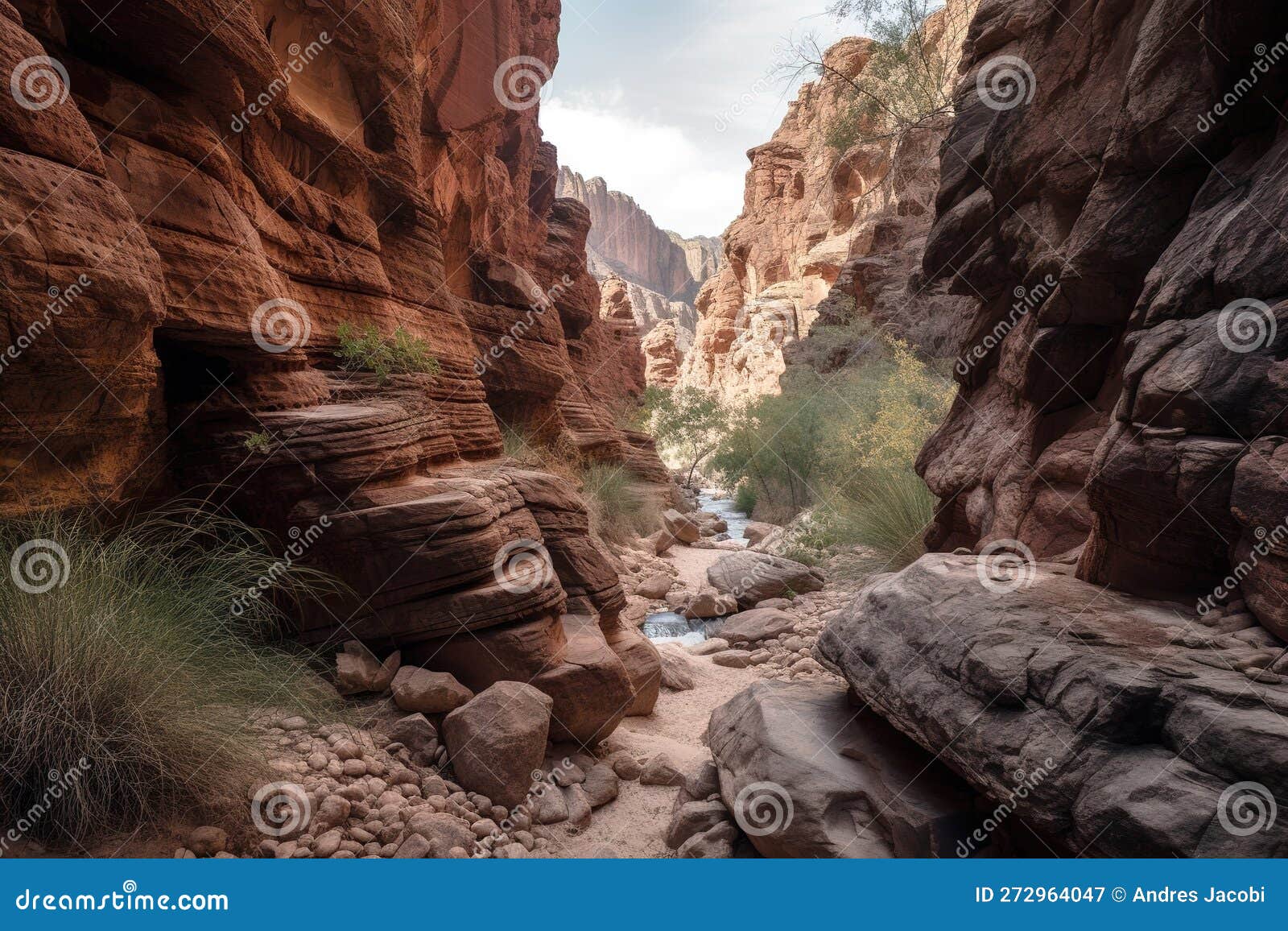 Narrow Path between Red Natural Canyons Stock Illustration ...
