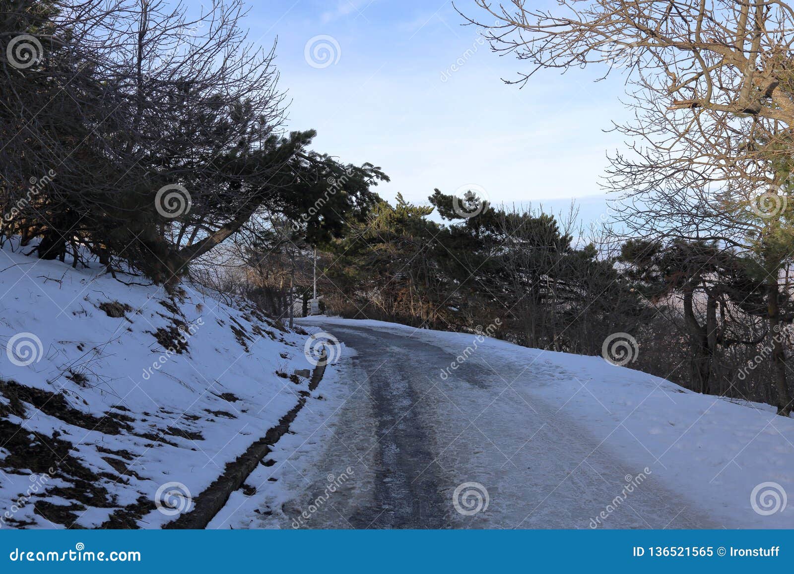 Snowy Path in the Mountains Stock Image - Image of season, nature ...