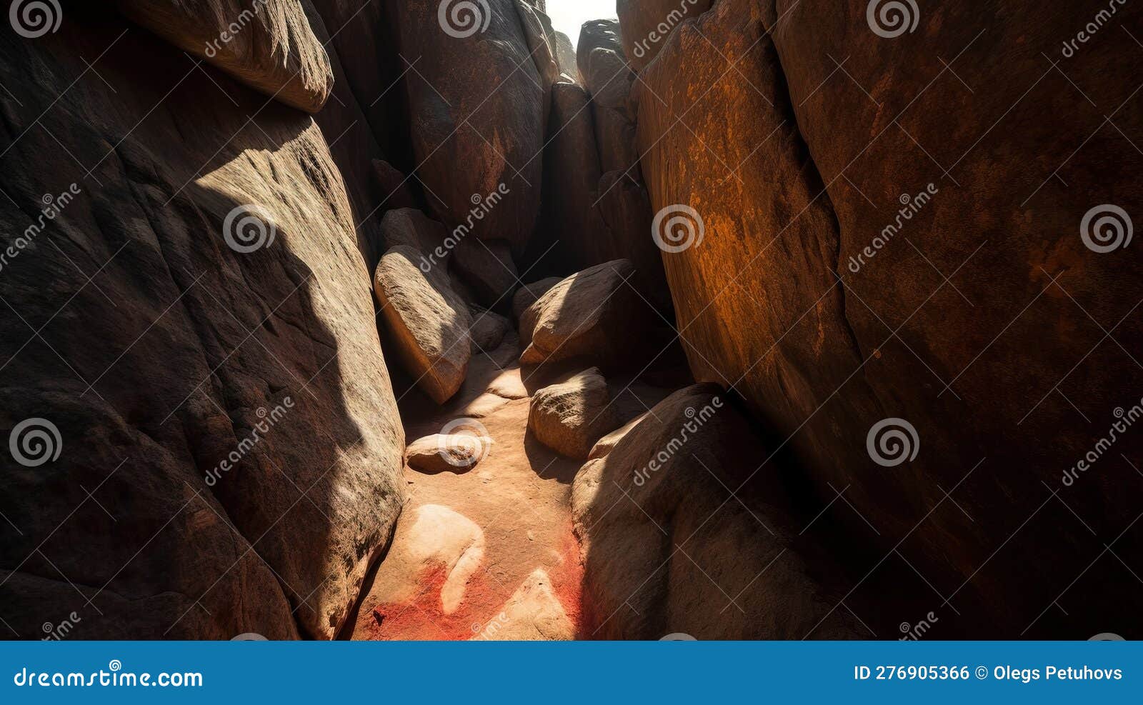 A Narrow Path between Two Large Rocks in a Desert Area Stock ...