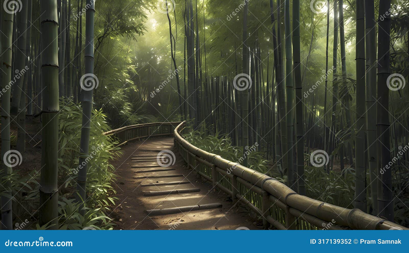 A Narrow Path Winds Its Way Through A Densely Wooded Forest, With Tall ...