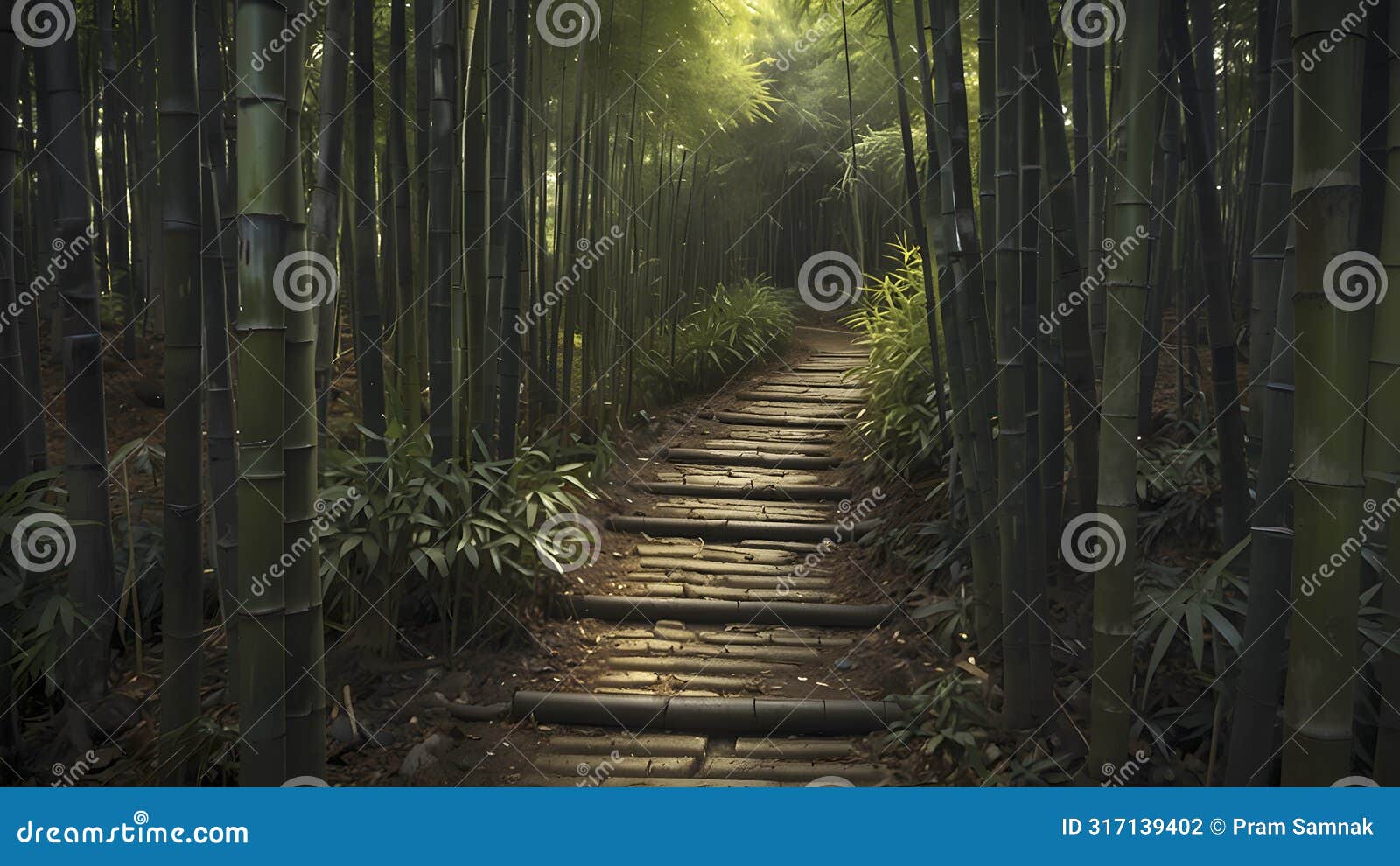 A Narrow Path Winds Its Way Through A Densely Wooded Forest, With Tall ...