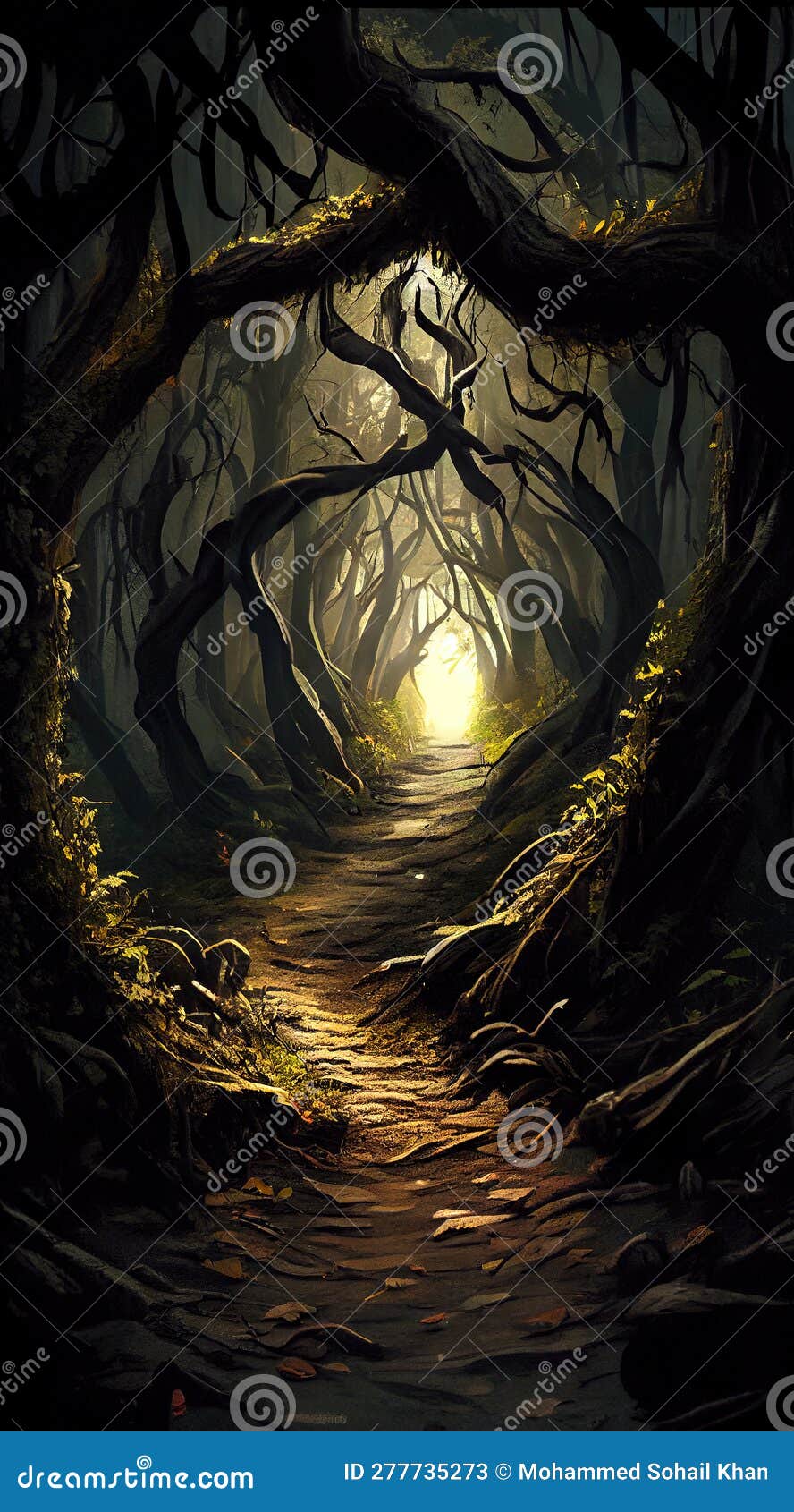 The Narrow Path Winds Through The Dark Forest Twisting And Turning As ...