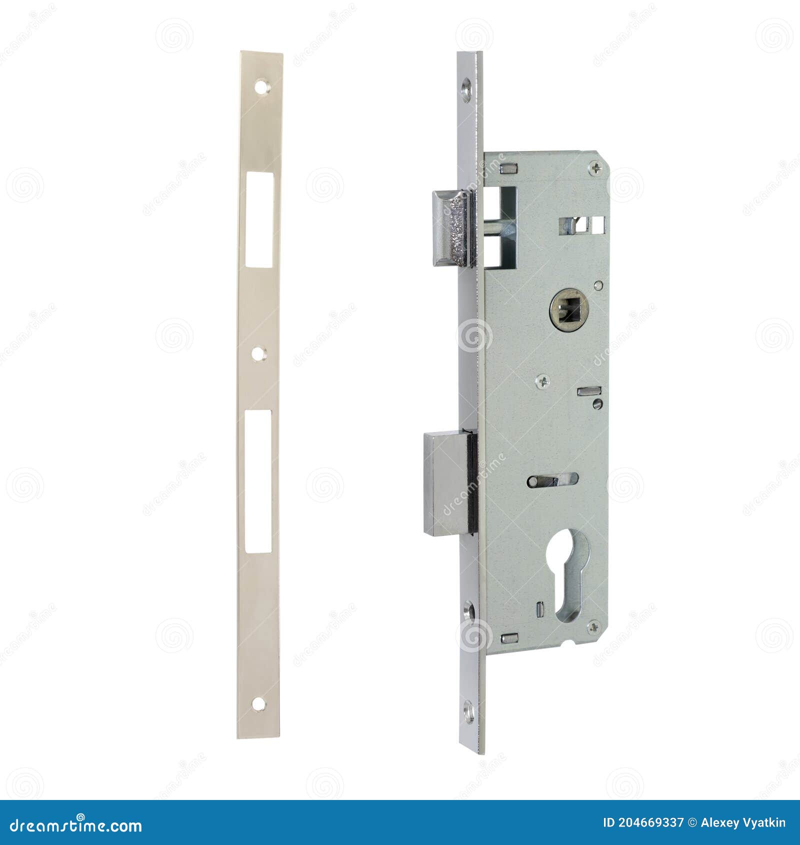 Narrow-profile Satin-colored Mortise Lock With A Rectangular Bolt With ...