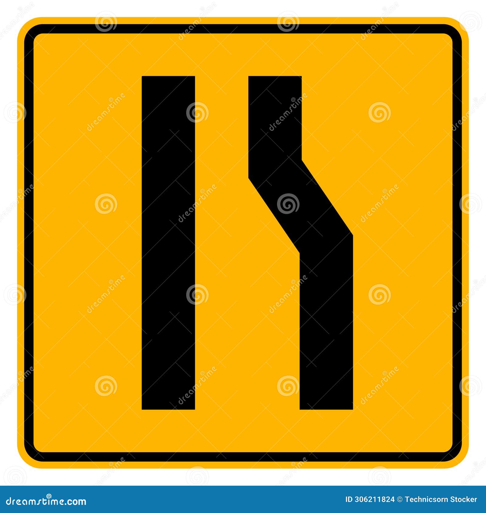 Narrow Right Lane Sign Vector Icon On White Background. Flat Vector ...