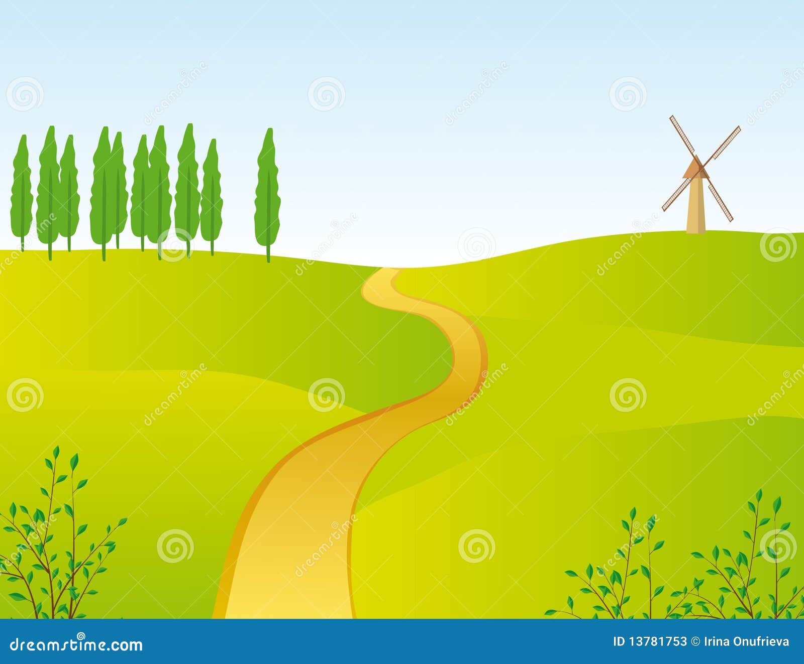 The narrow road stock vector. Illustration of mill, element - 13781753