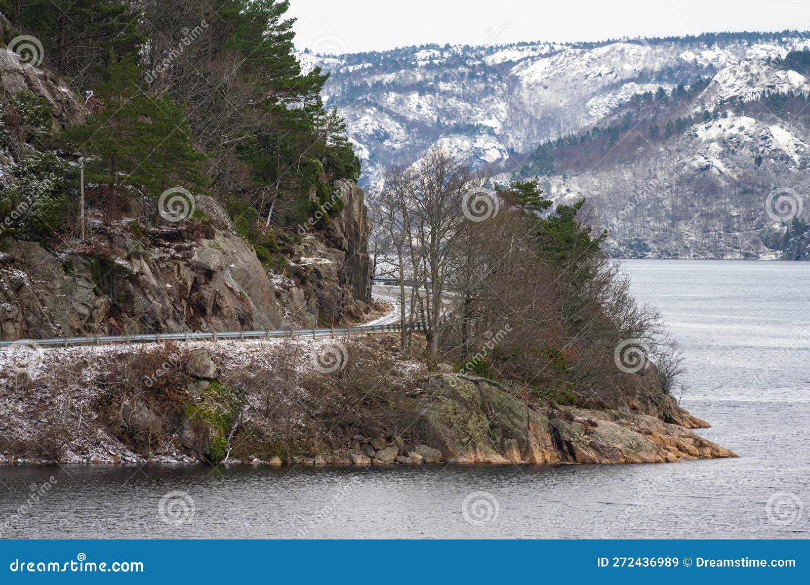 Narrow Road Carved Out of a Steep Cliffside.. Stock Image - Image of ...