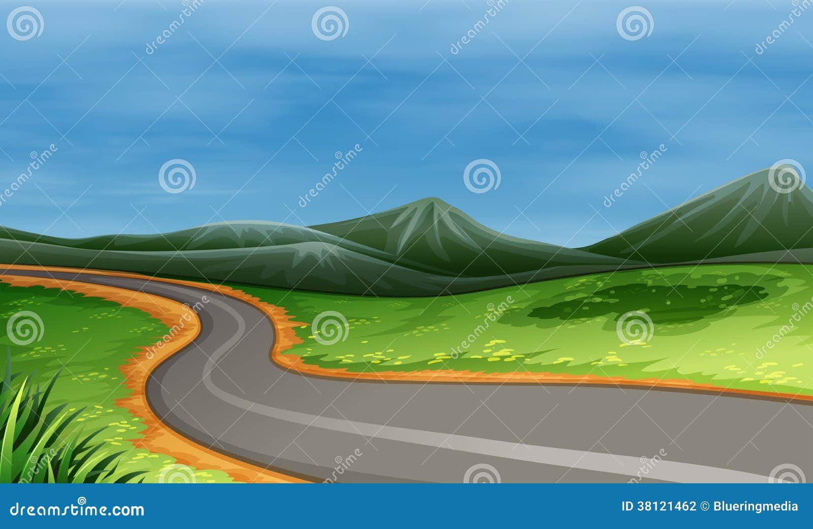 A narrow road stock vector. Illustration of greenery - 38121462