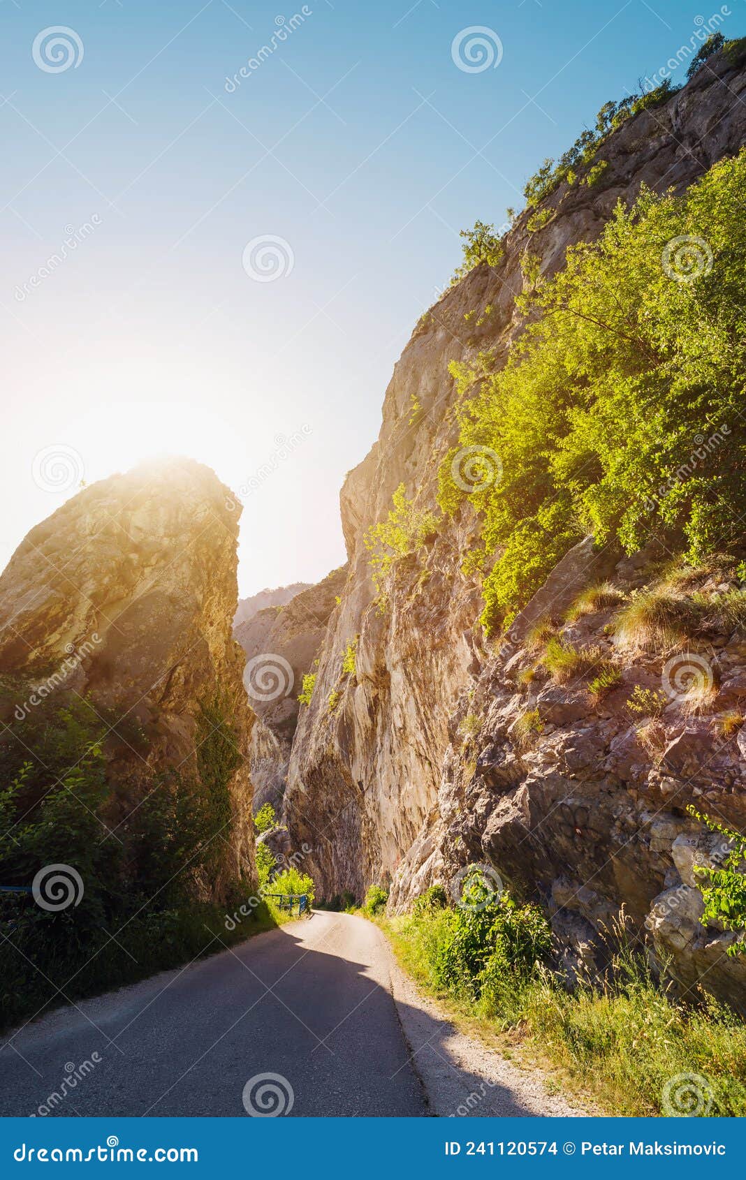 Narrow Road Pass between Rocky Cliffs Vertical Stock Photo - Image of ...