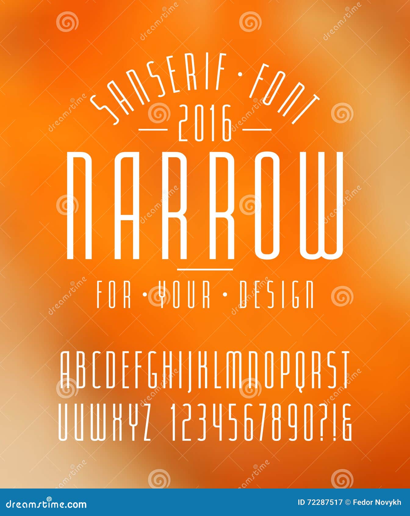 Narrow Sanserif Font and Numbers Stock Vector - Illustration of modern ...