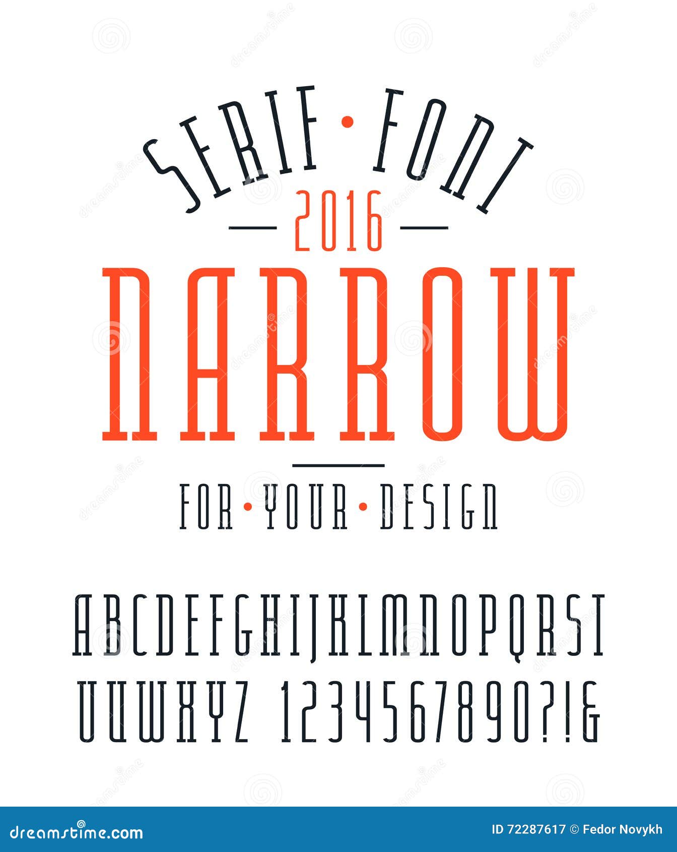 Narrow Serif Font and Numbers Stock Vector - Illustration of corporate ...