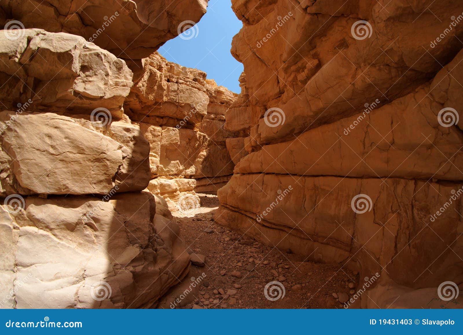 Narrow Slot between Two Rocks in Desert Canyon Stock Image - Image of ...