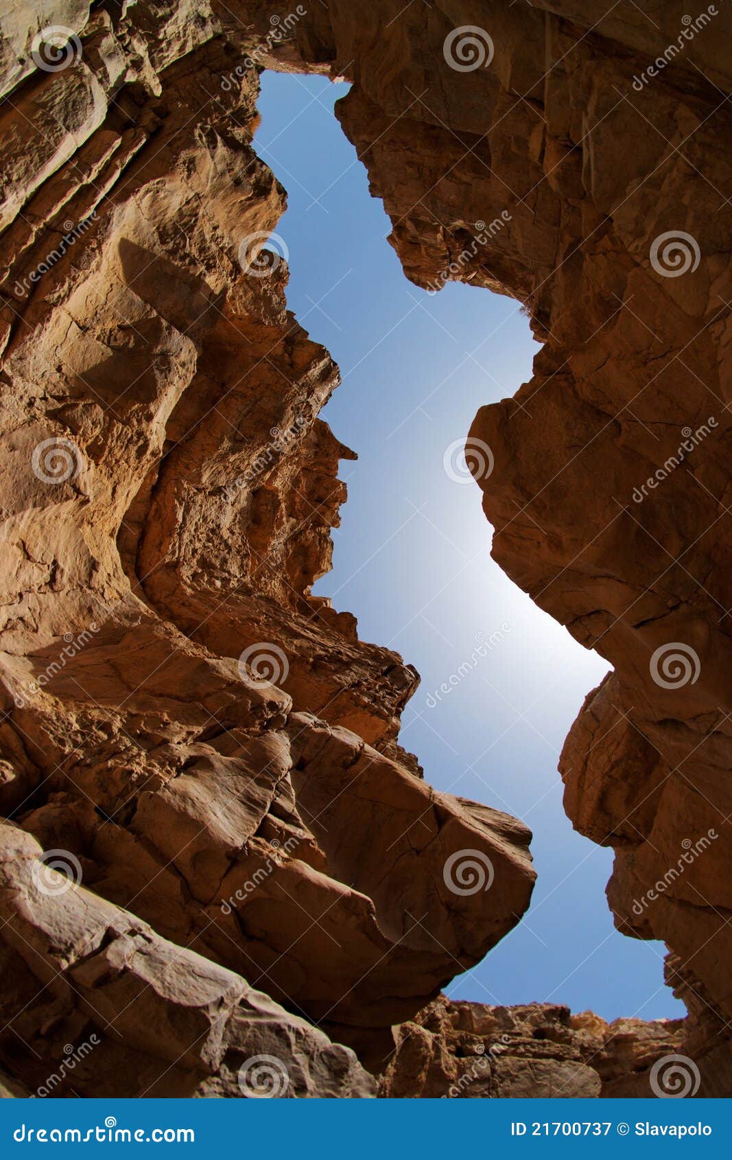 Narrow Slot between Two Rocks in Desert Canyon Stock Image - Image of ...