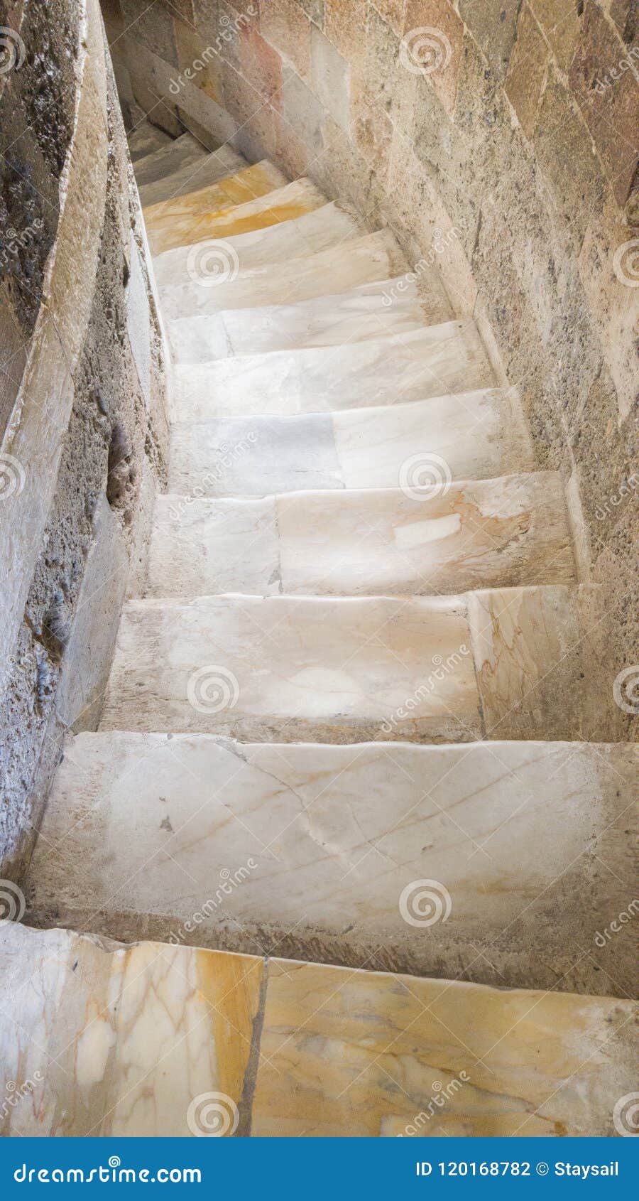 A Narrow Stone Corridor with a Staircase in the Tower Stock Photo ...