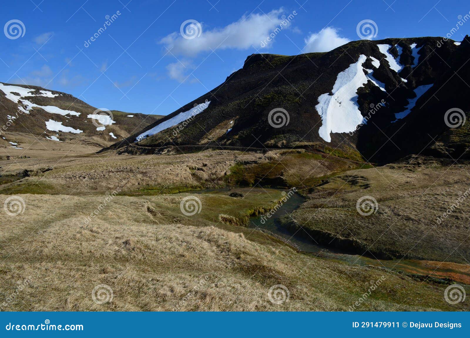 Narrow Stream Cutting through a Valley in Iceland Stock Image - Image ...