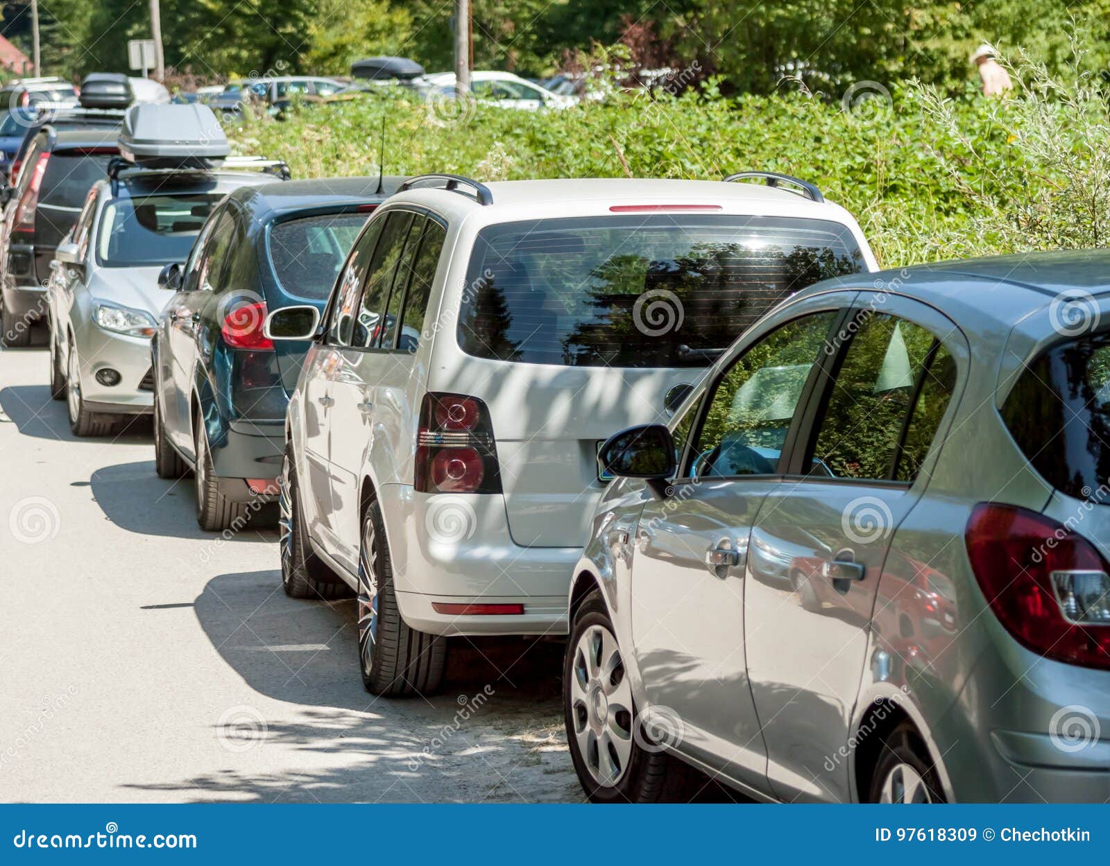 Narrow Street Problems with Parking Traffic Jam Stock Image - Image of ...