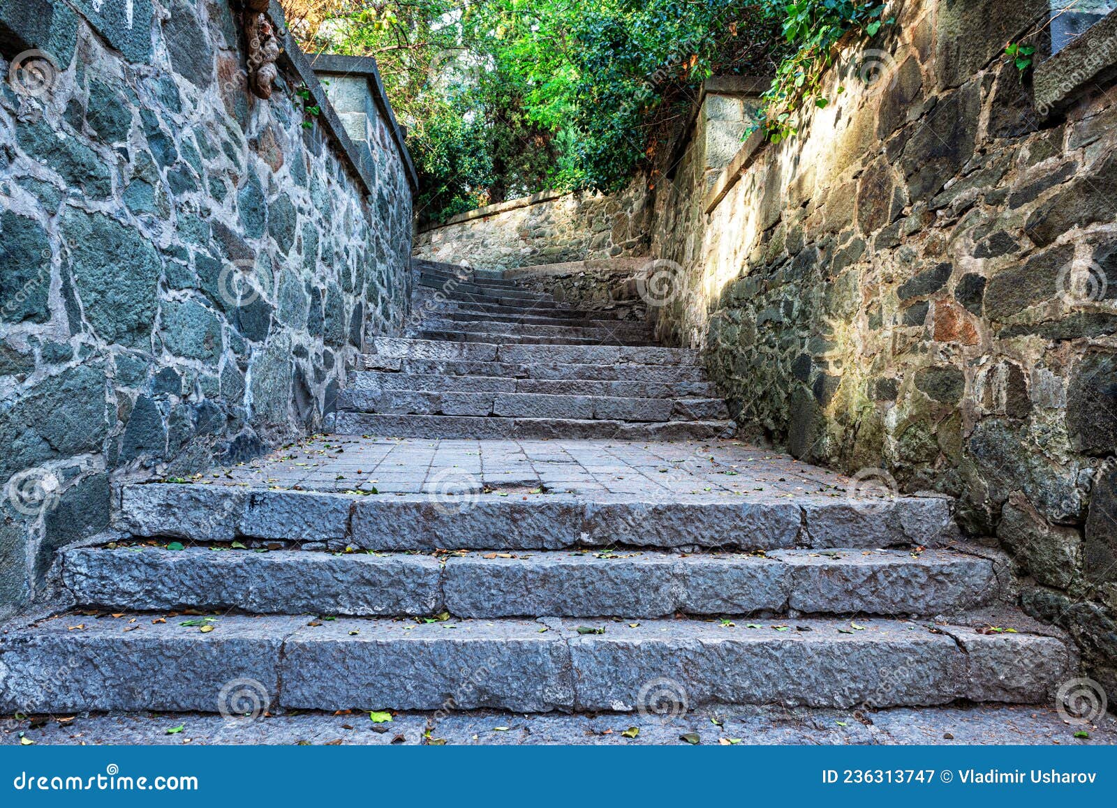 A Narrow Street with Stone Steps and Walls Stock Image - Image of color ...