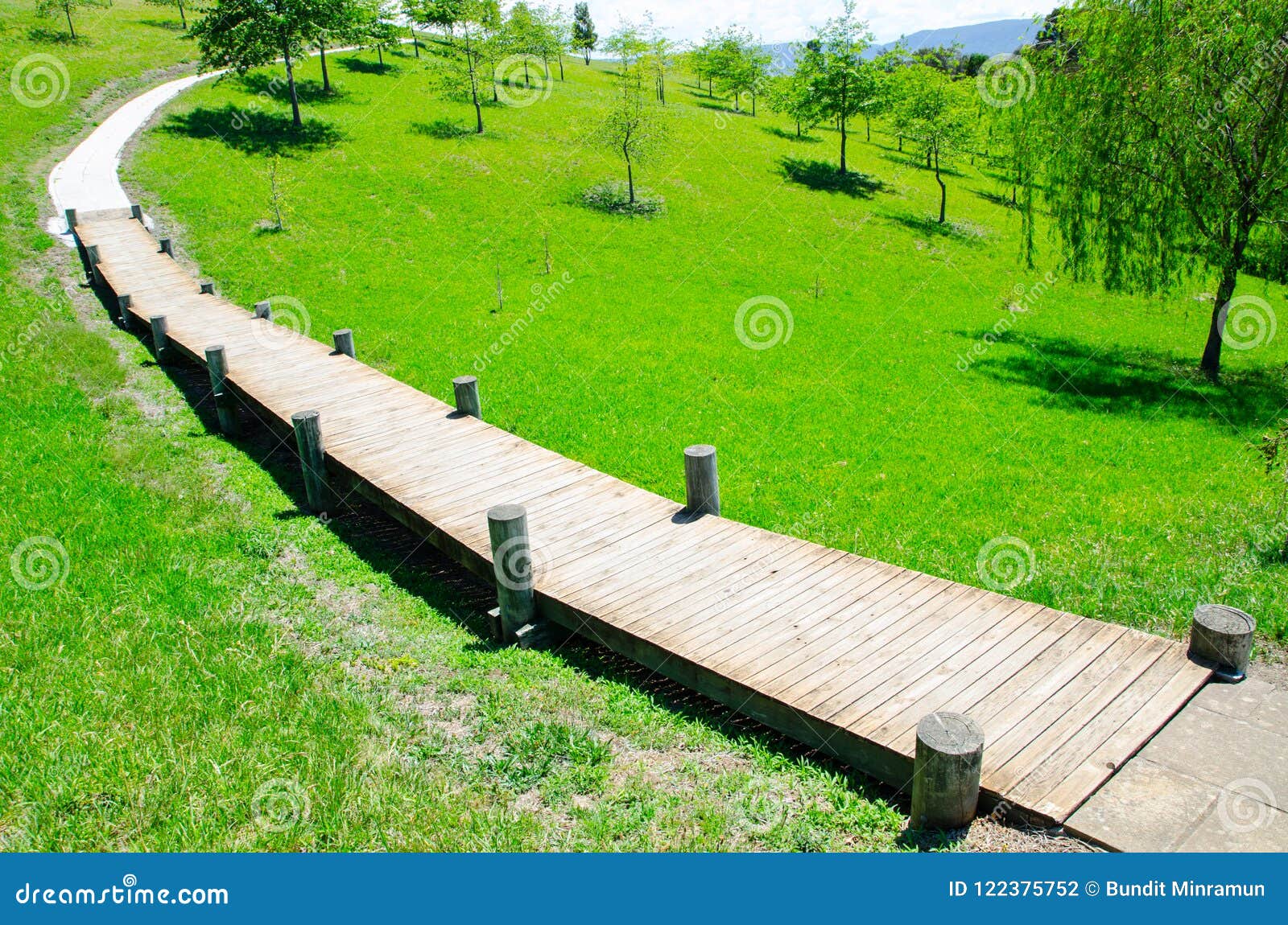 Timber Boardwalk Into A Resort Royalty-Free Stock Photography ...