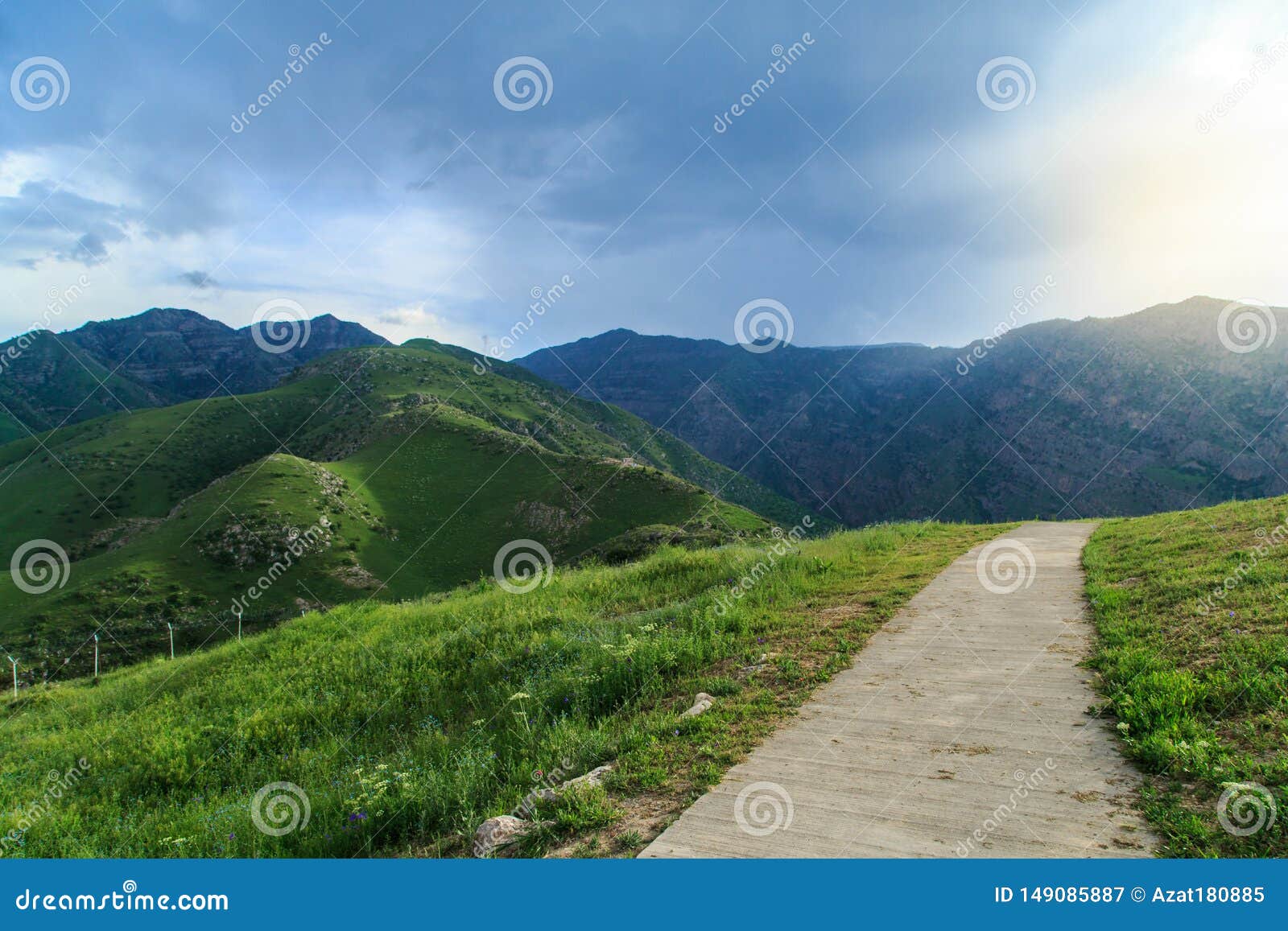 Narrow Walking Path in the Mountains Leading into the Clouds Stock ...