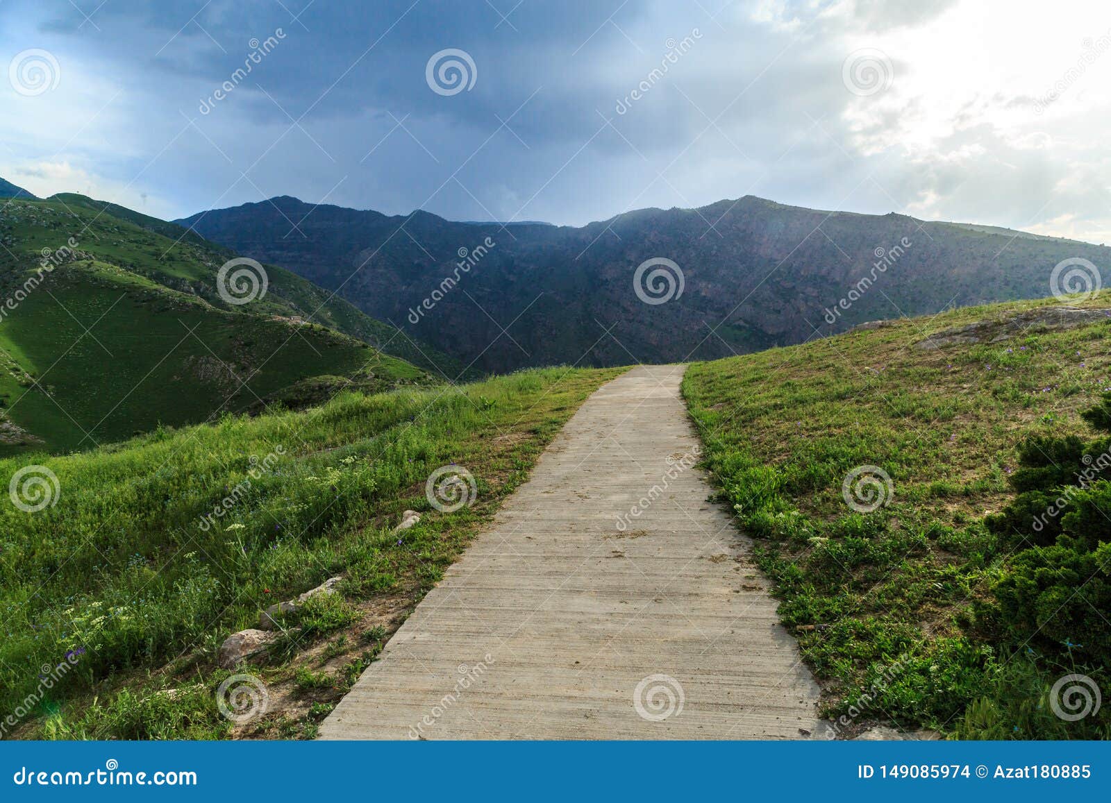 Narrow Walking Path in the Mountains Leading into the Clouds Stock ...