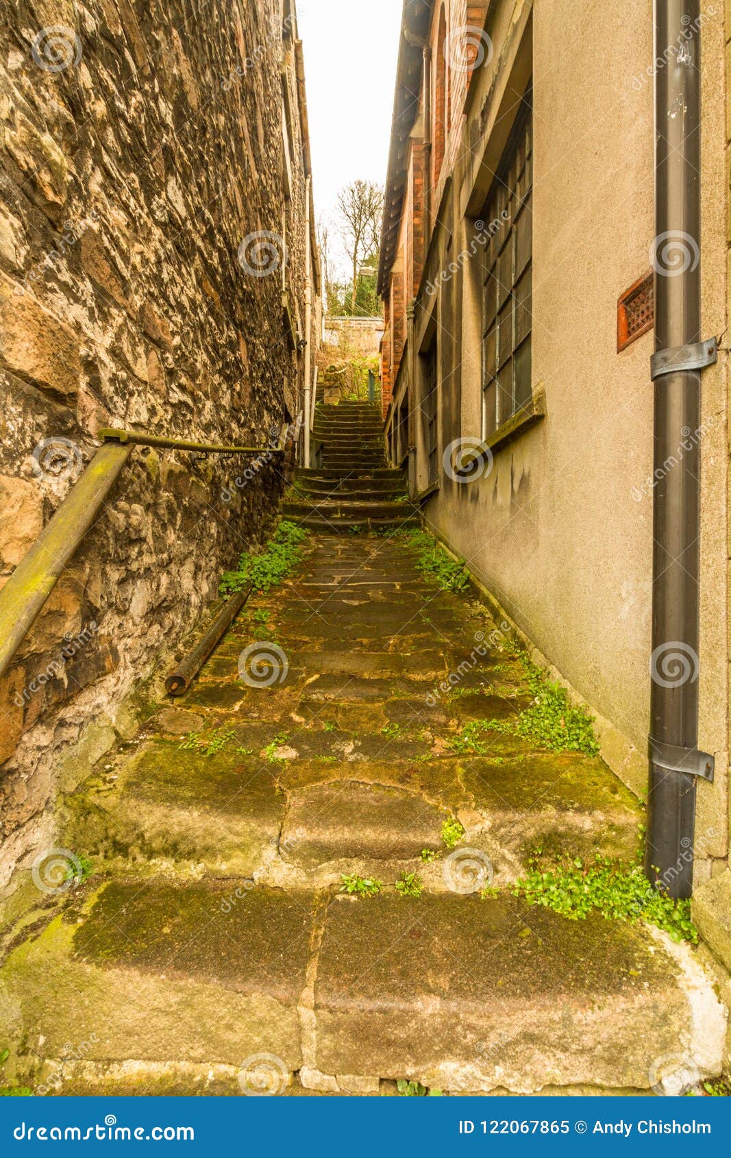 Narrow walkway with steps stock image. Image of stair - 122067865