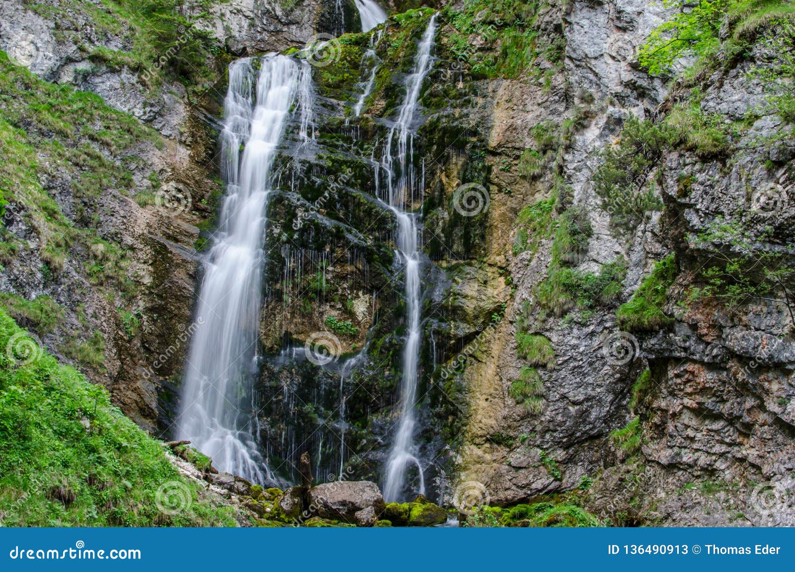 Narrow Waterfall between Rocks Stock Image - Image of outdoor, beauty ...