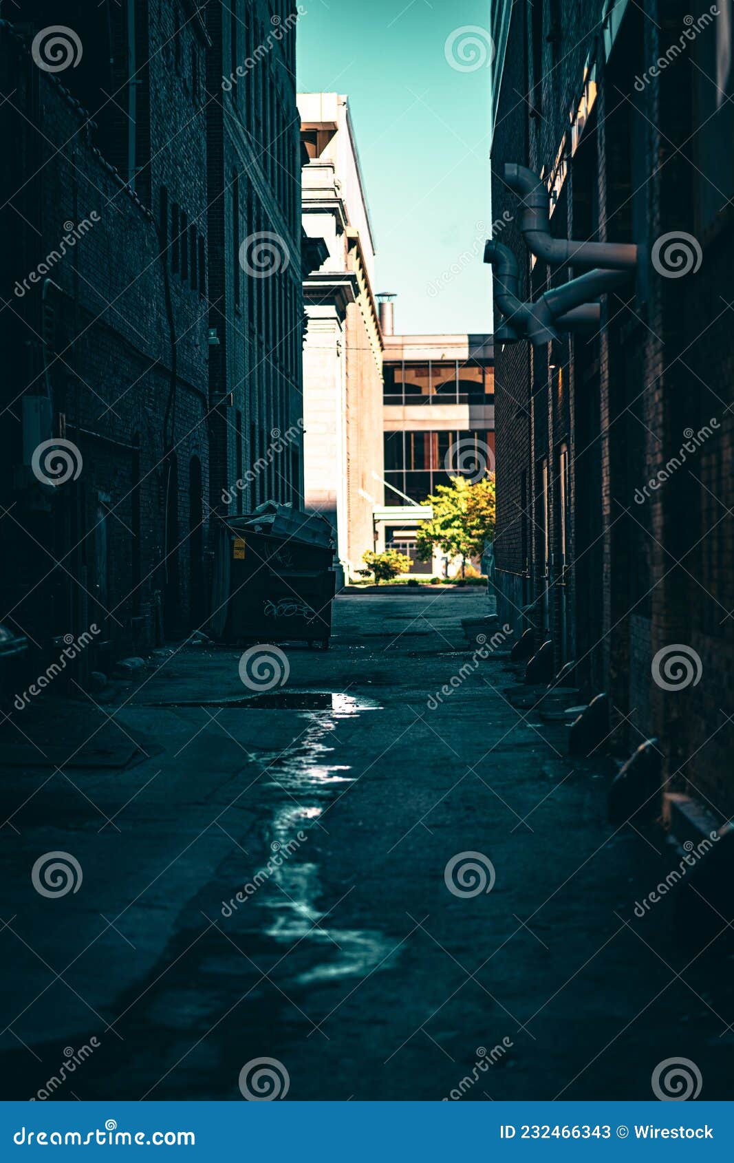 Narrow Way between Buildings on a Sunny Day Stock Image - Image of ...