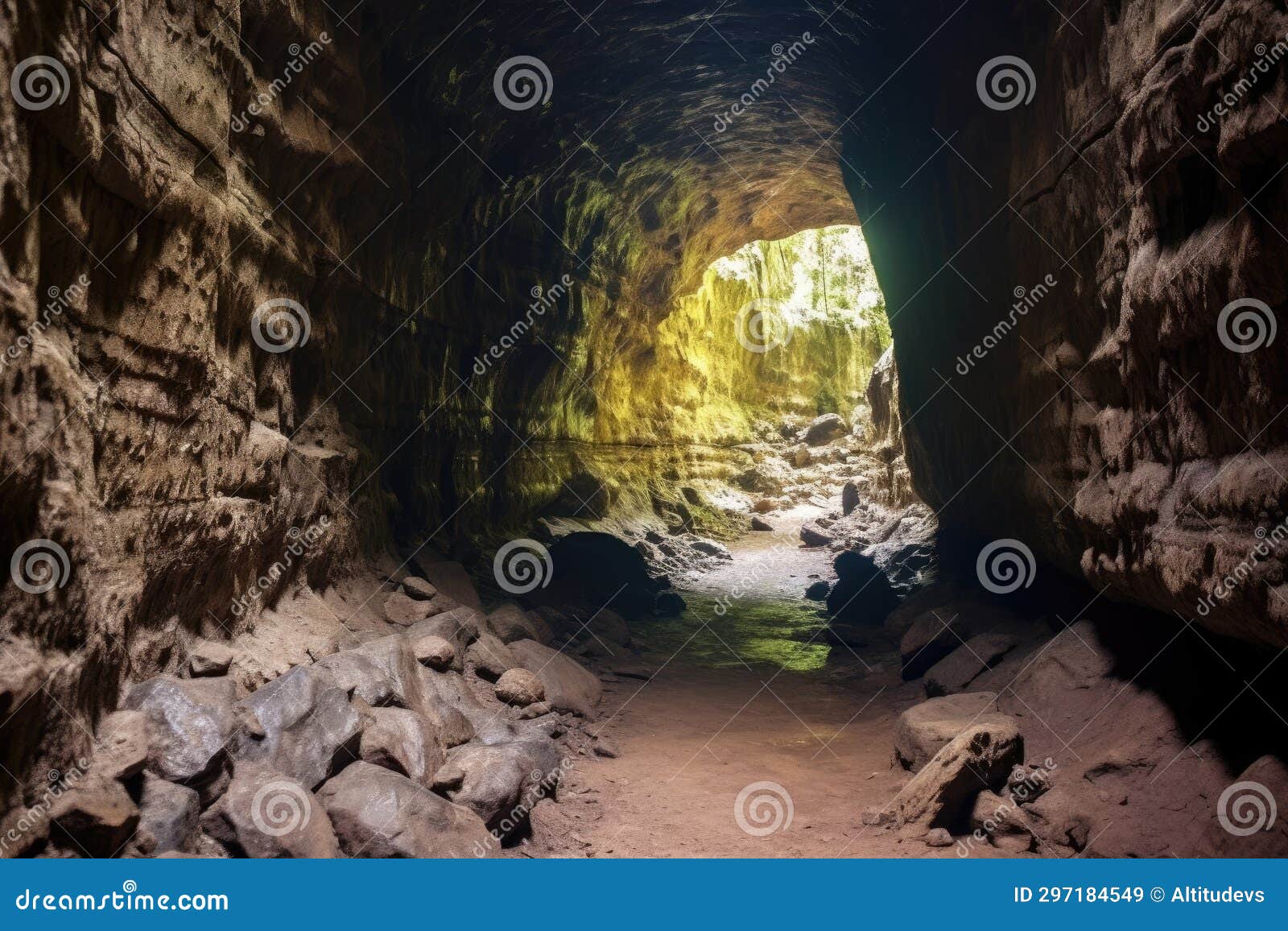 A Narrow, Winding Passage Inside an Ancient Cave Stock Illustration ...