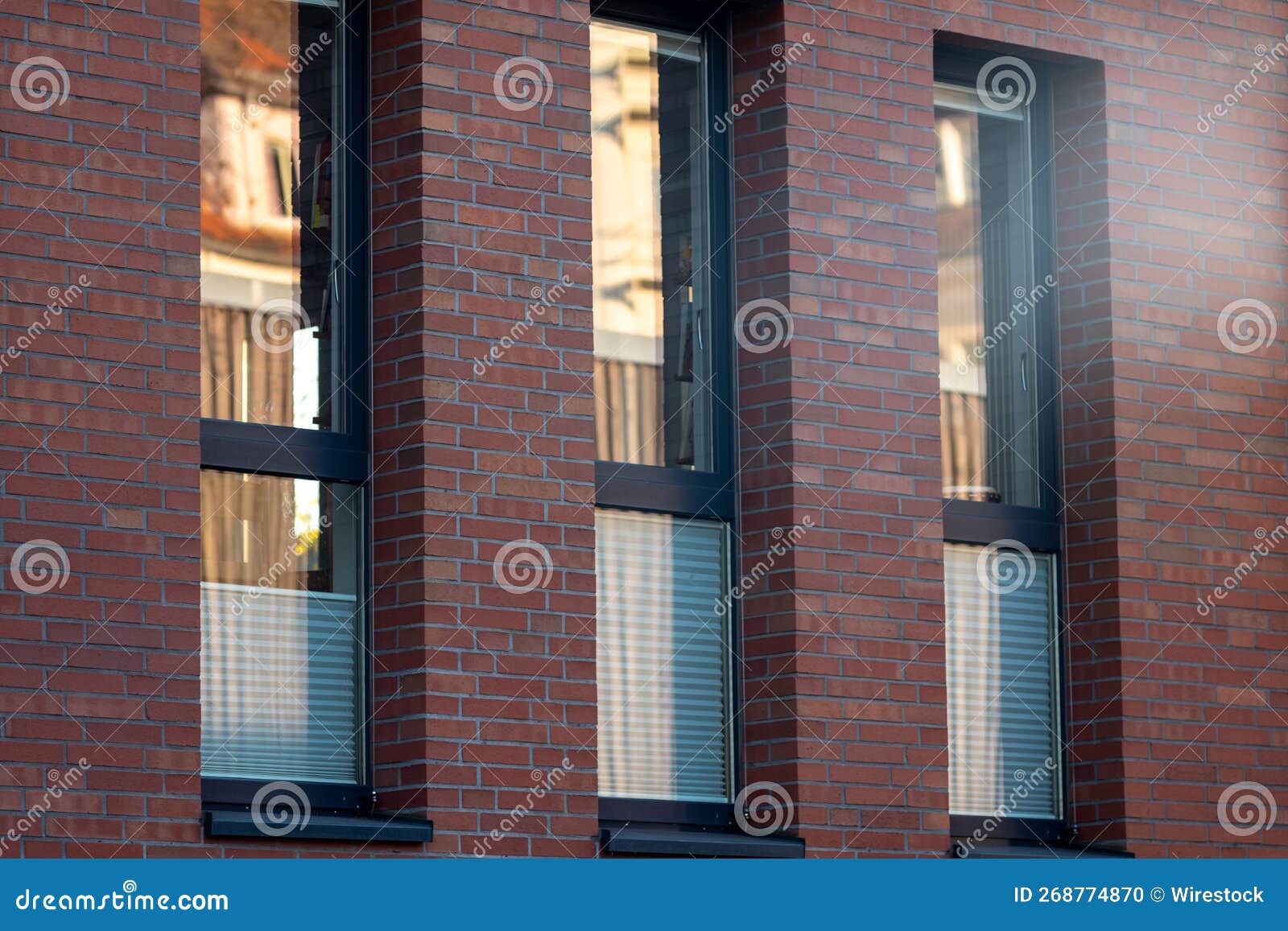 Narrow Windows on the Brick Wall on a Sunny Day Stock Photo - Image of ...