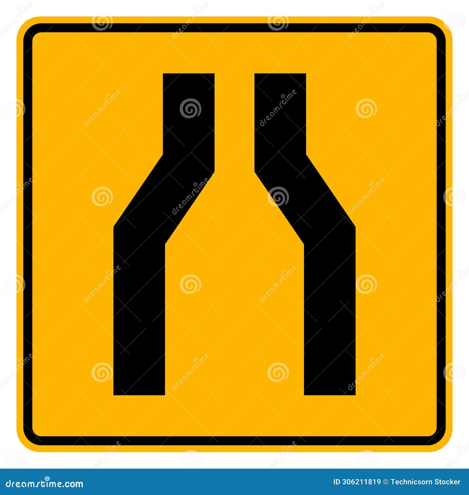 Narrowing Traffic Road Sign,Vector Illustration, Isolate on White ...