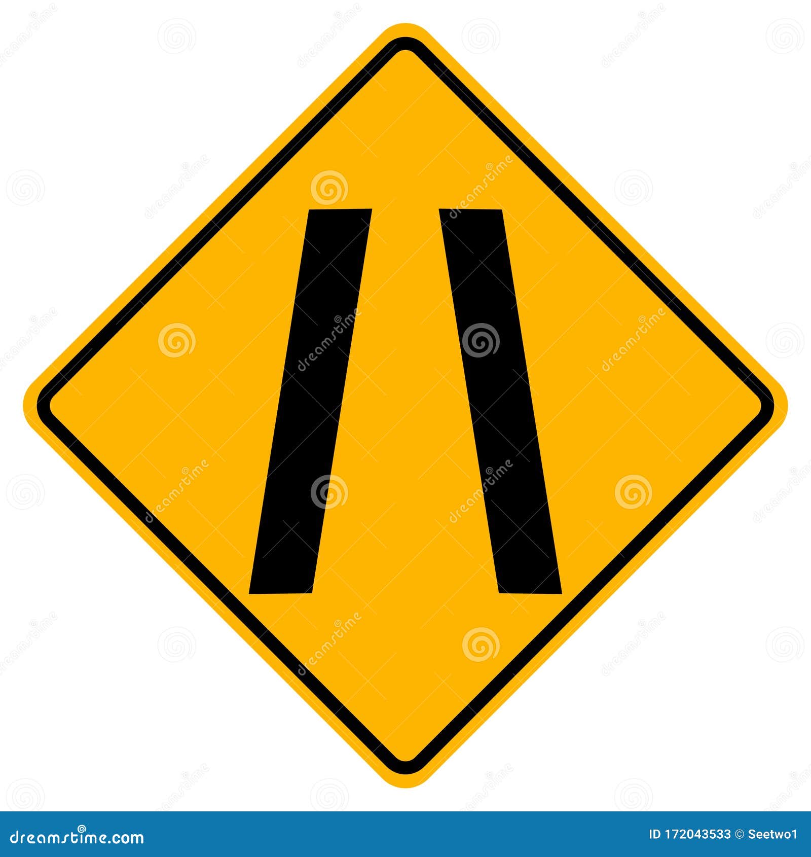 Narrowing Traffic Road Symbol Sign Isolate on White Background,Vector ...