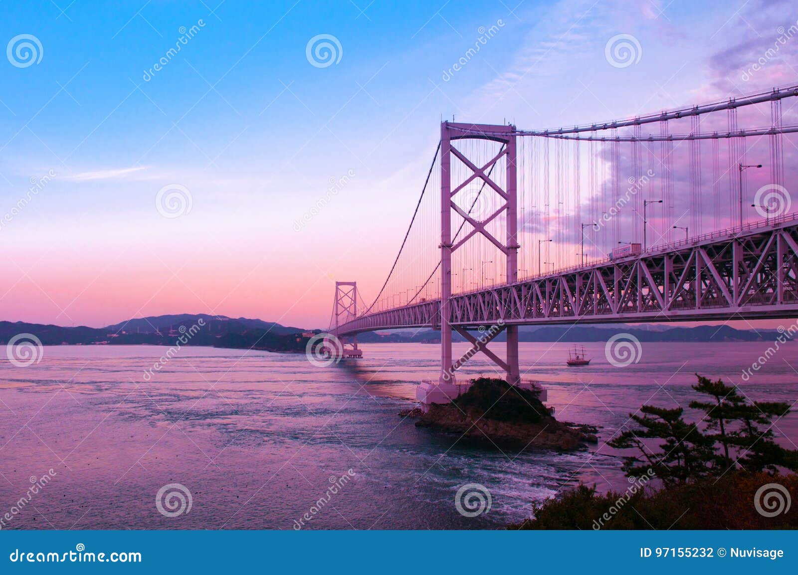 Naruto Bridge at Sunset, Awaji, Hyogo, Japan Editorial Photography ...