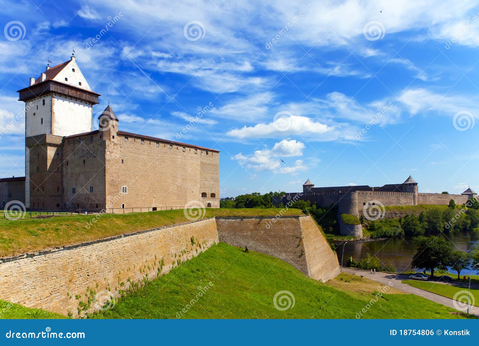 Narva, Estonia and Ivangorod Behind the River Stock Photo - Image of ...