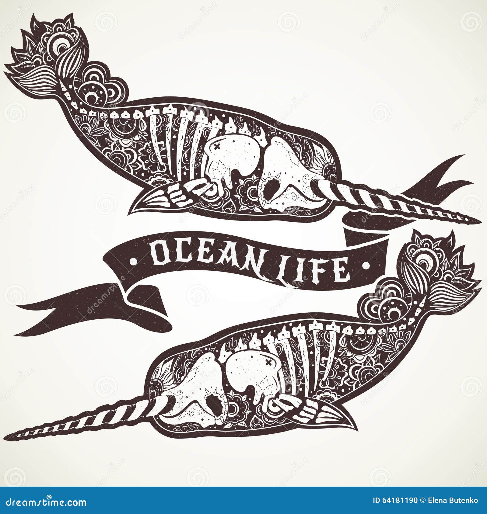 Narval De Esqueleto Estilizado Ilustração do Vetor - Ilustração de ...