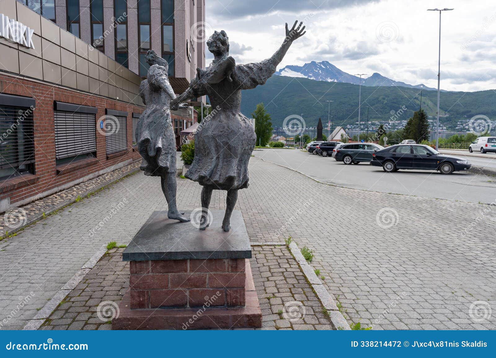 Statue of Two Women Holding Each Other by Hands in Narvik, Norway ...