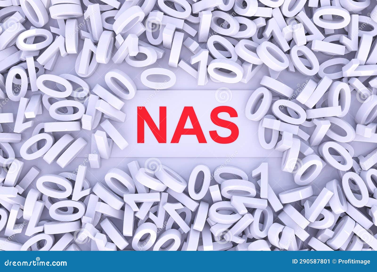 NAS Concept with Scattered Binary Code 3D Stock Illustration ...