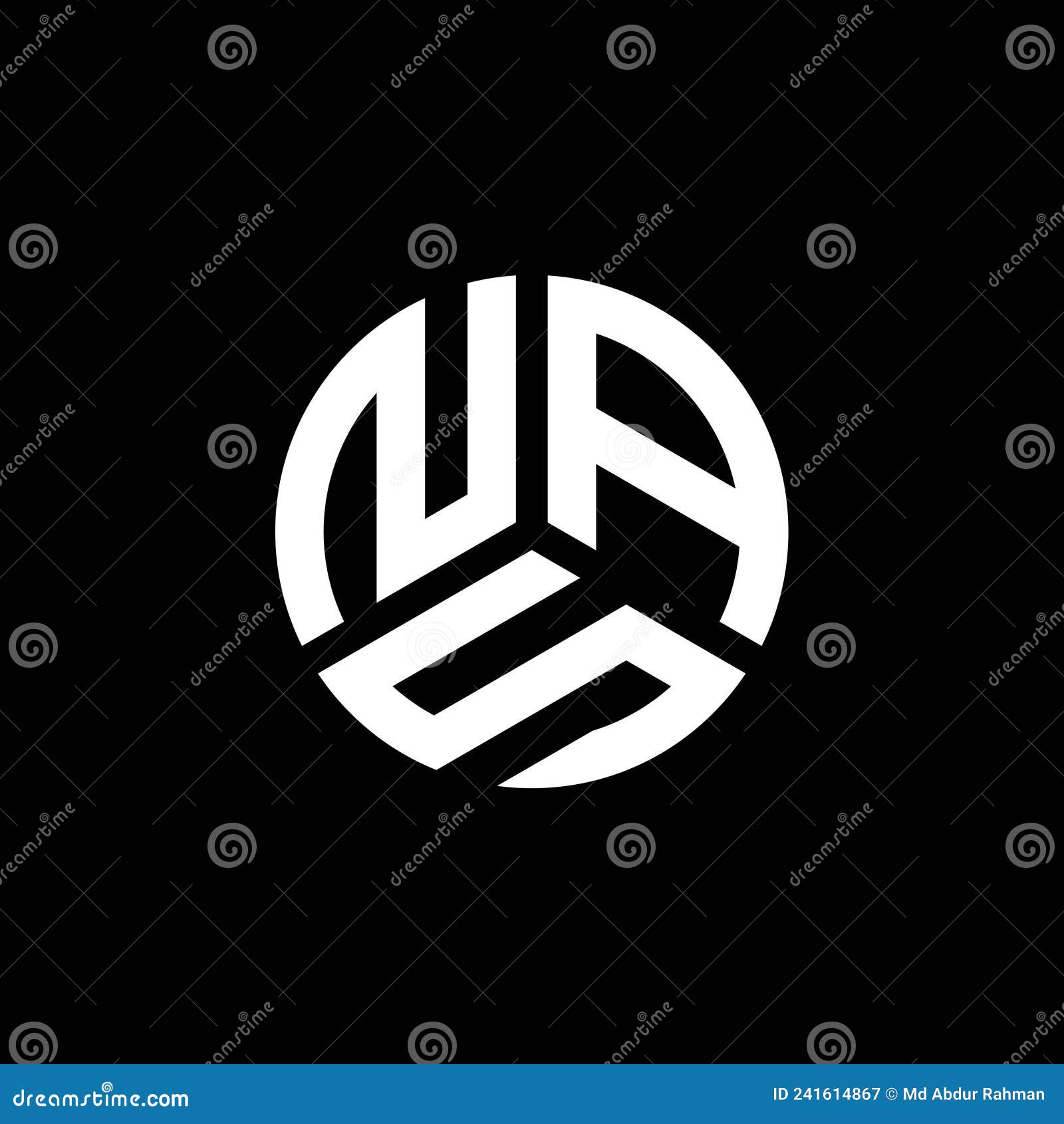 NAS Letter Logo Design on Black Background. NAS Creative Initials ...