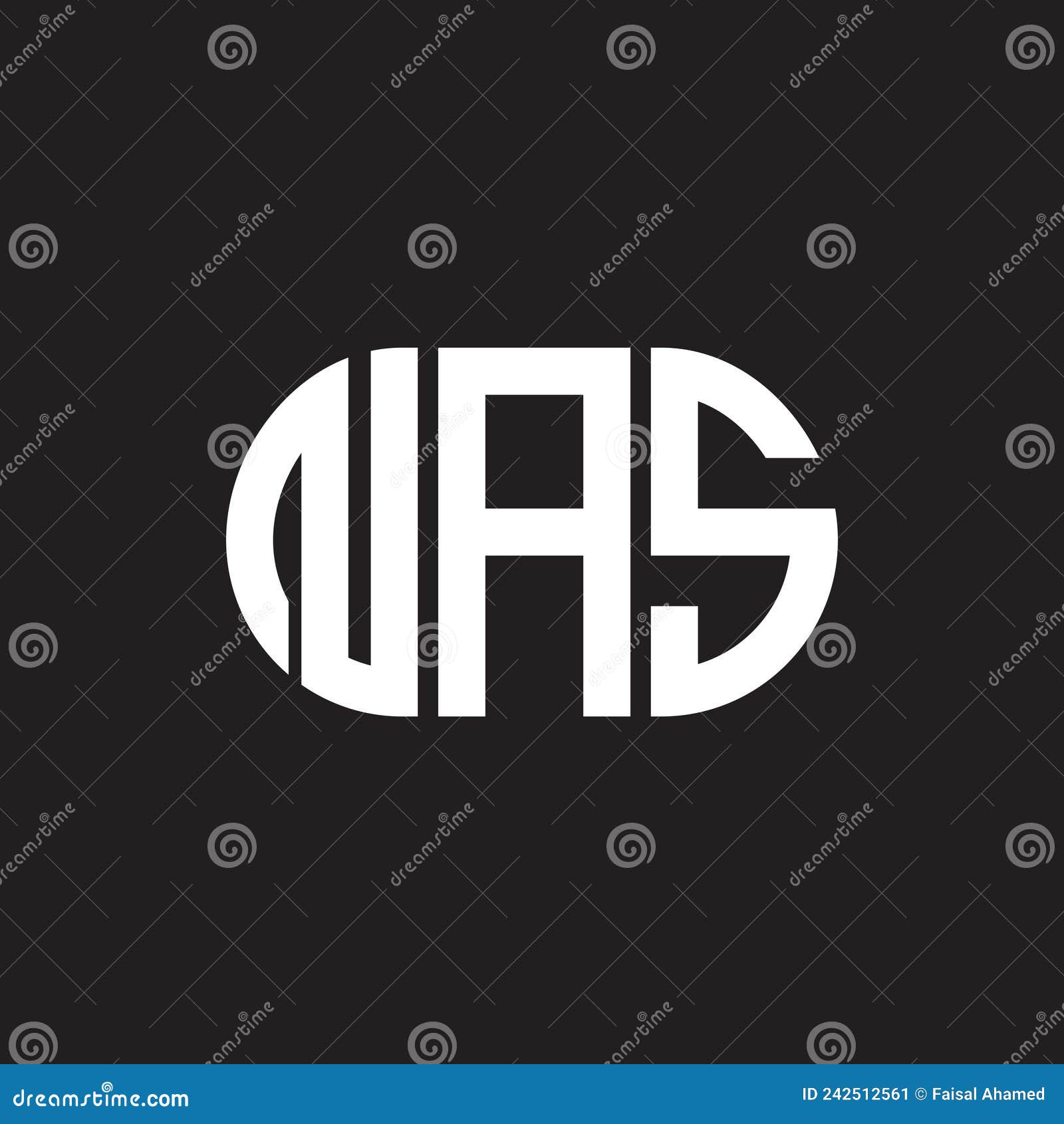 NAS Letter Logo Design on Black Background. NAS Creative Initials ...